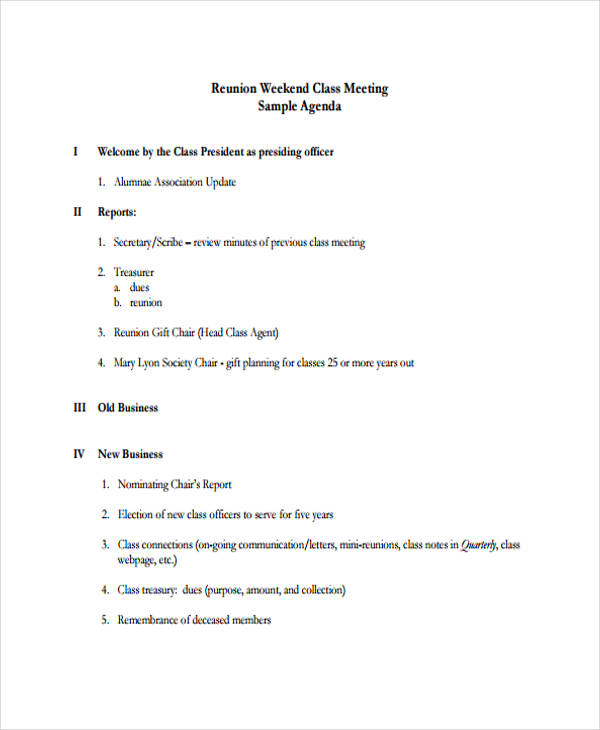 9+ Reunion Agenda Templates - Free Word, PDF Format Download