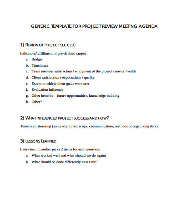 Review Agenda Templates - 10+ Free Word, PDF, Doc Format Download