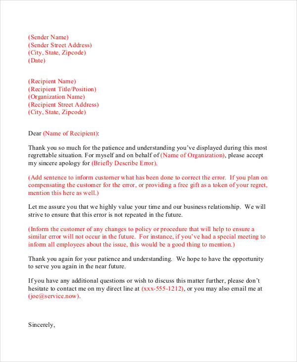 Professional Apology Letter - 12+ Free Word, PDF Format Download