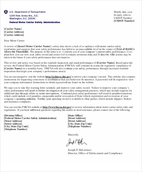 17+ Sample Safety Warning Letter Templates - PDF, DOC, Apple Pages