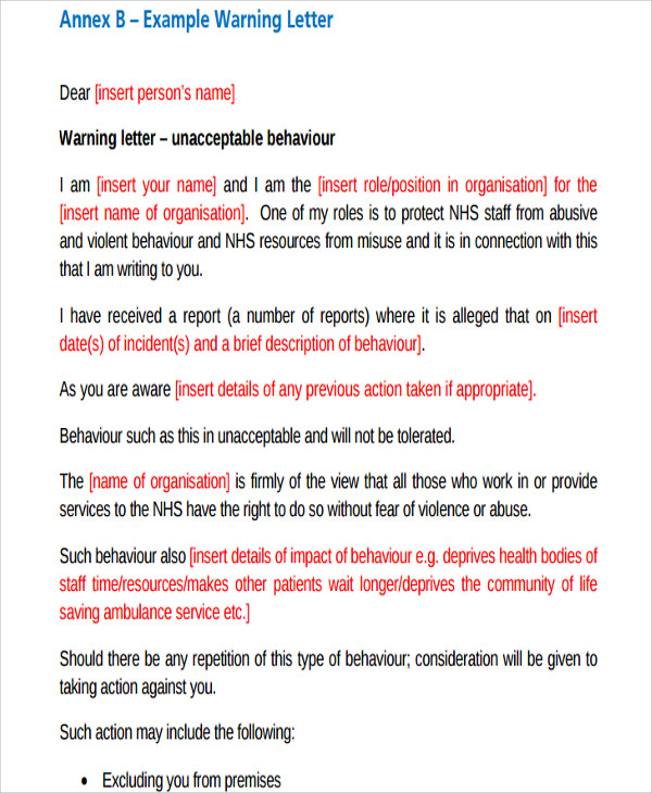 17+ Sample Safety Warning Letter Templates - PDF, DOC, Apple Pages