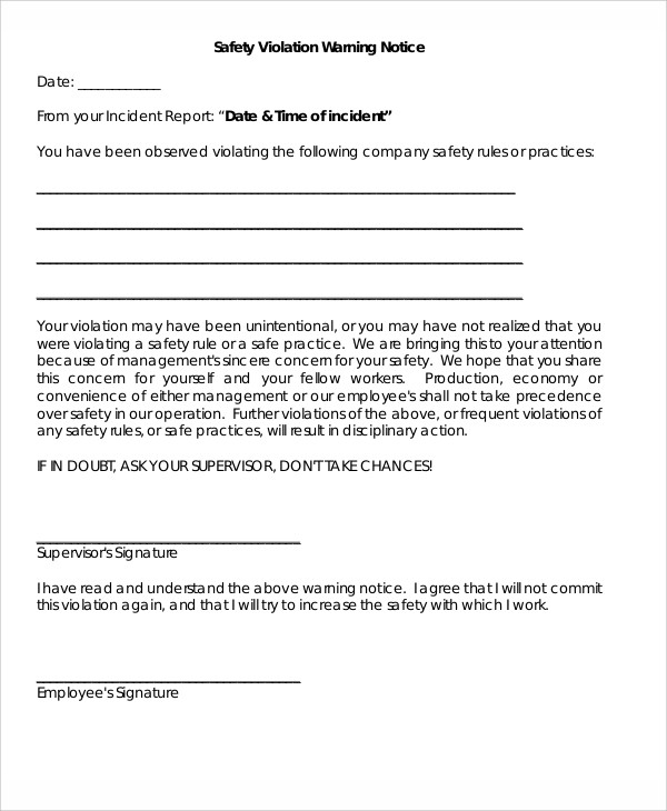 17+ Sample Safety Warning Letter Templates - PDF, DOC, Apple Pages