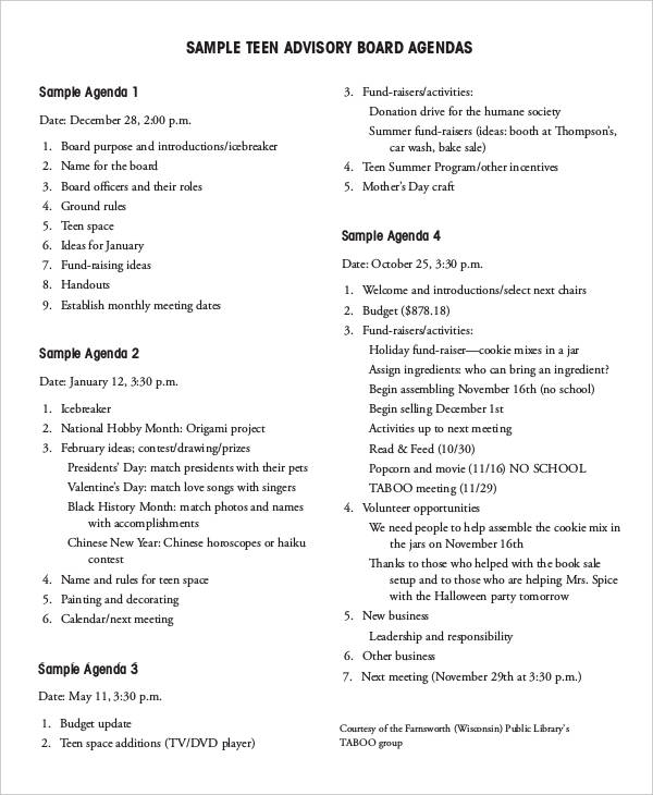 11+ Advisory Agenda Templates - Free Word, PDF Format Download