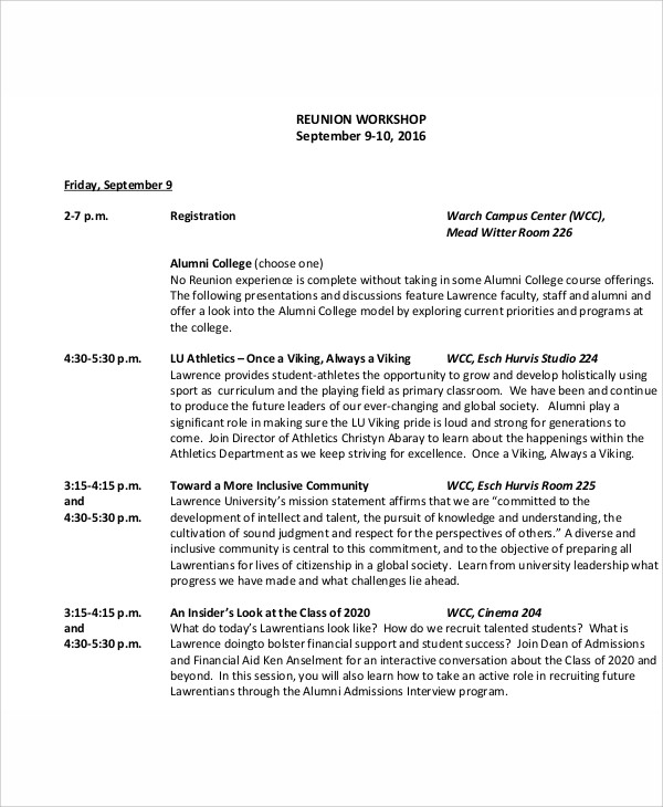 8+ Reunion Agenda Templates - Free Sample, Example Format Download