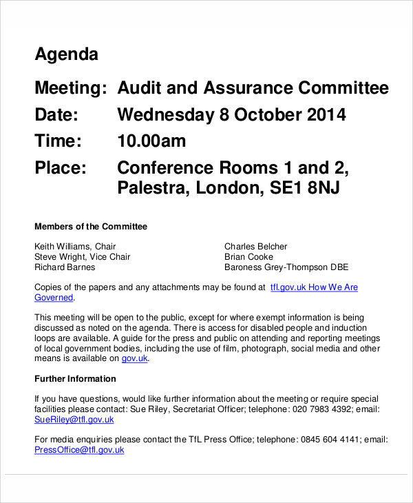 9+ Sample Audit Agenda - Free Sample, Example Format Downlaod