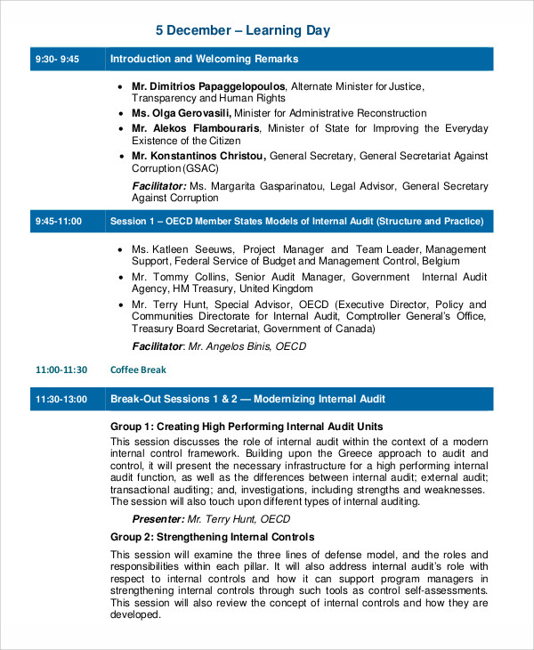 9+ Sample Audit Agenda - Free Sample, Example Format Downlaod