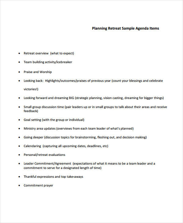 10+ Retreat Agenda Templates - Free Sample, Example Format Download