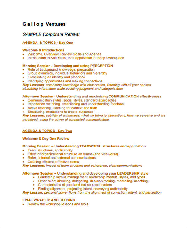 10+ Retreat Agenda Templates - Free Sample, Example Format Download