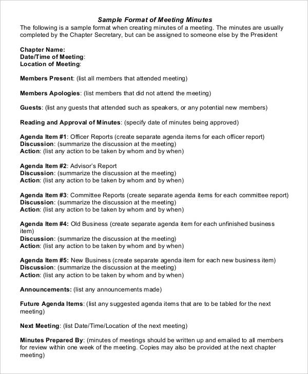 6+ Agenda Minutes Templates - Free Samples, Examples Format Download