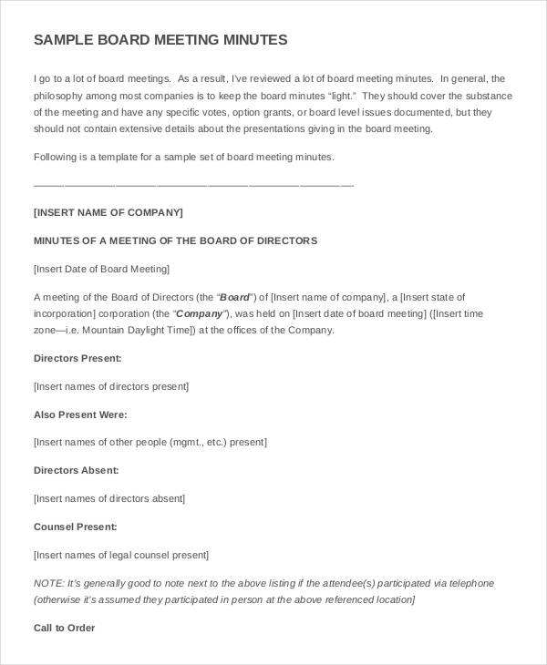 6 Agenda Minutes Templates Free Samples Examples Format Download