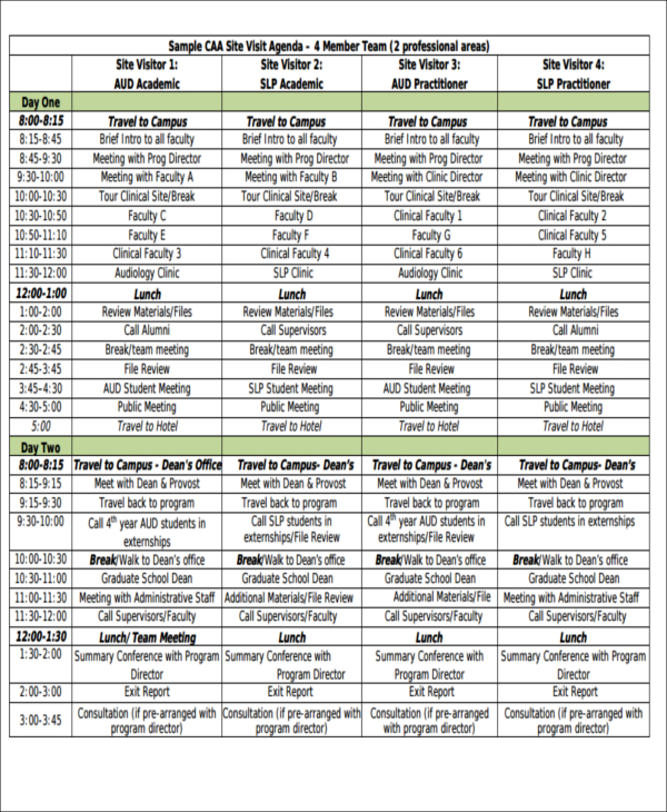 Visit Agenda Templates - 9+ Free Word, PDF Format Download