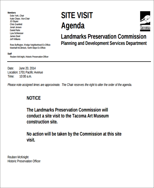 Visit Agenda Templates - 9+ Free Word, PDF Format Download