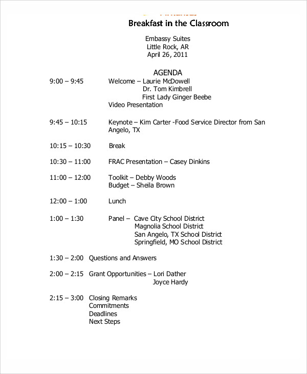 Classroom Agenda Examples - 9+ Free Word, PDF Format Download