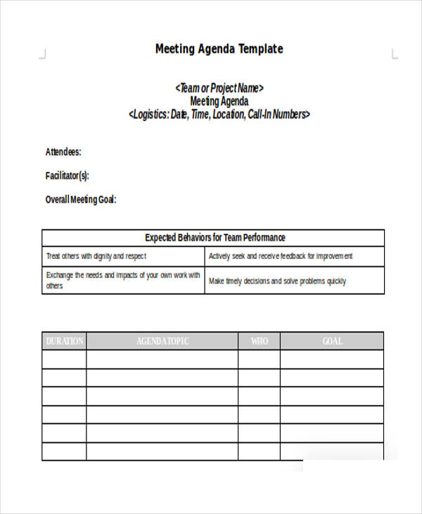 Team Agenda Templates 11 Free Word PDF Format Download