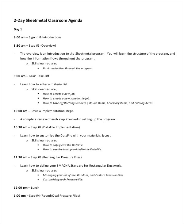 Classroom Agenda Examples - 9+ Free Word, PDF Format Download