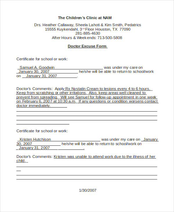 37 Free Doctors Note Templates