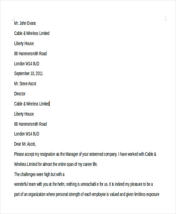 28+ Resignation Letter Templates and Examples