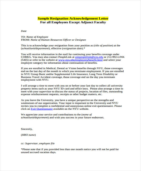 28+ Resignation Letter Templates and Examples