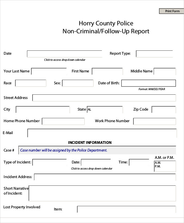 9+ Police Report Templates - Free Sample, Example Format Download