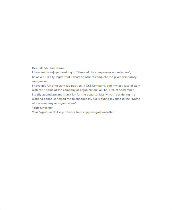 6+ Temporary Resignation Letters - Free Sample, Example Format Download