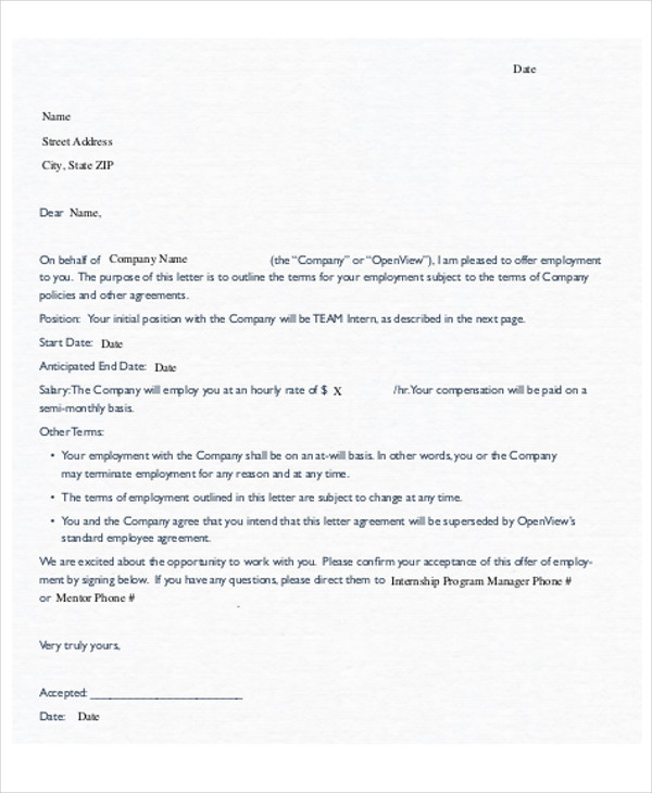 42+ Sample Offer Letter Templates