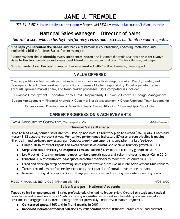 30 Sales Resume Templates PDF DOC
