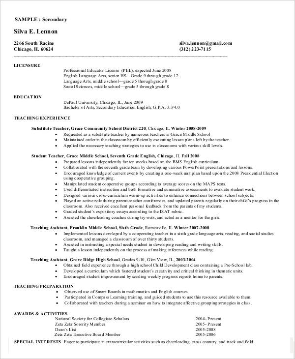 40+ Modern Teacher Resume Templates - PDF, DOC
