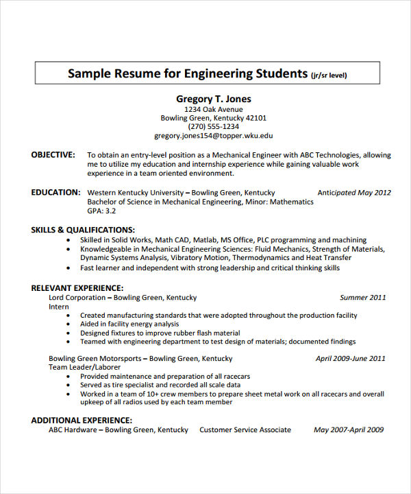 Sample Resume For Fresh Graduate Free Download Free Samples 