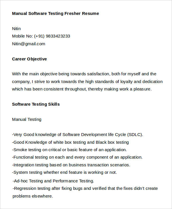 11+ Fresher Resume Samples
