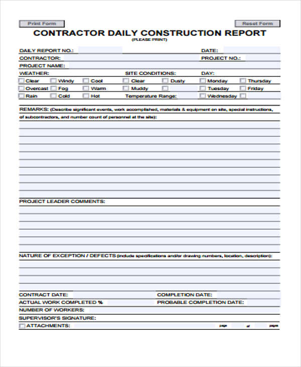38+ FREE Sample Construction Report Templates - Word, Docs, Pages