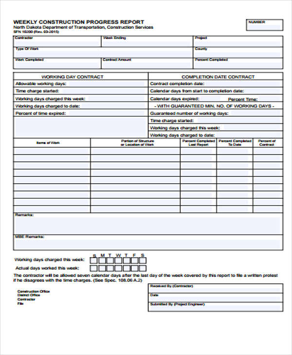 Construction Site Report Sample HQ Template Documents