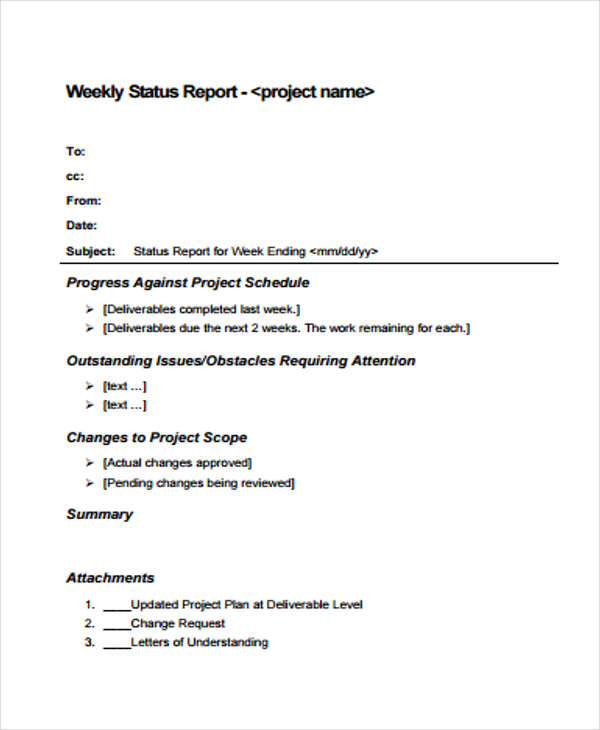 12 Sample Status Report Templates Word PDF
