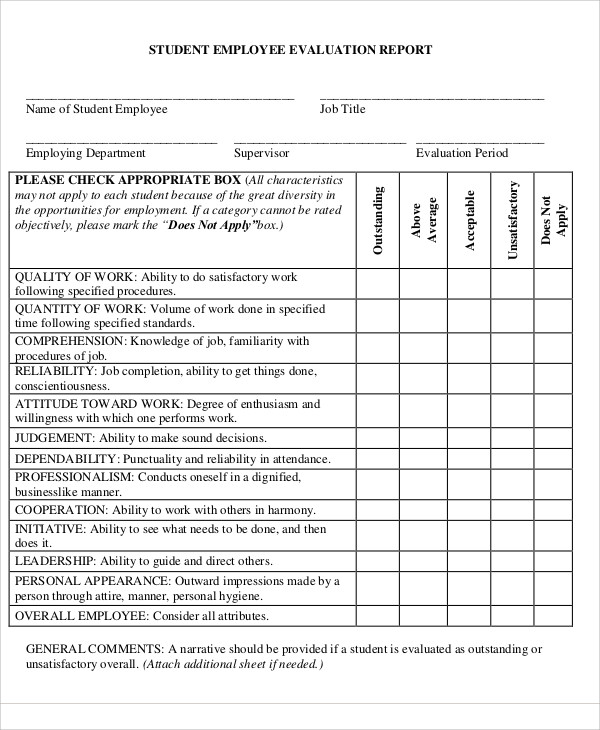 sample evaluation report for students sample evaluation report for students