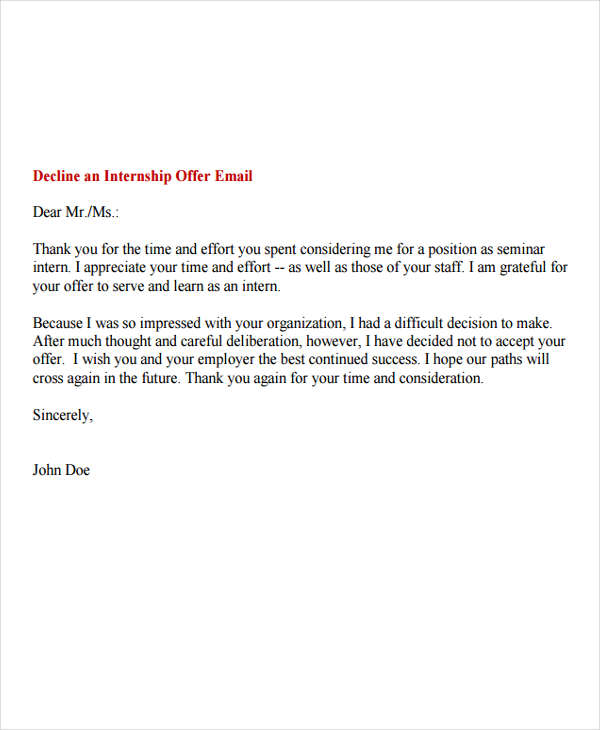 Internship Rejection Letter MosOp