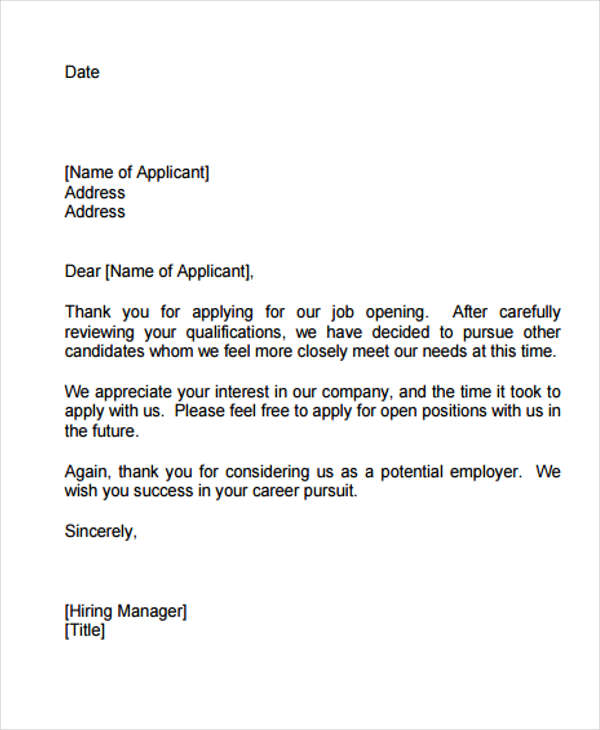10+ Internship Rejection Letters - Free Sample, Example Format Download