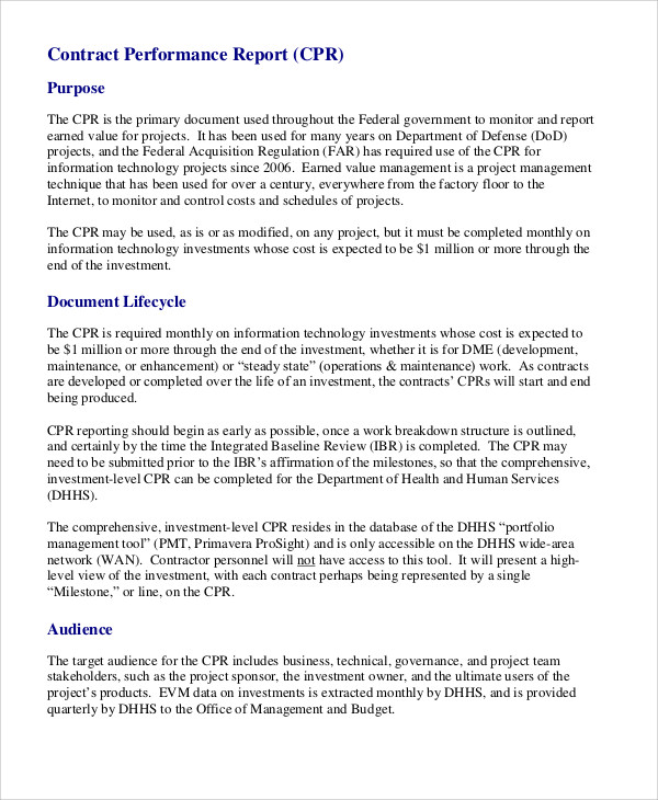 Contract Review Report Template Performance Indicator Employment Gambaran