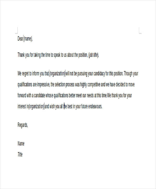 37+ Rejection Letter Sample