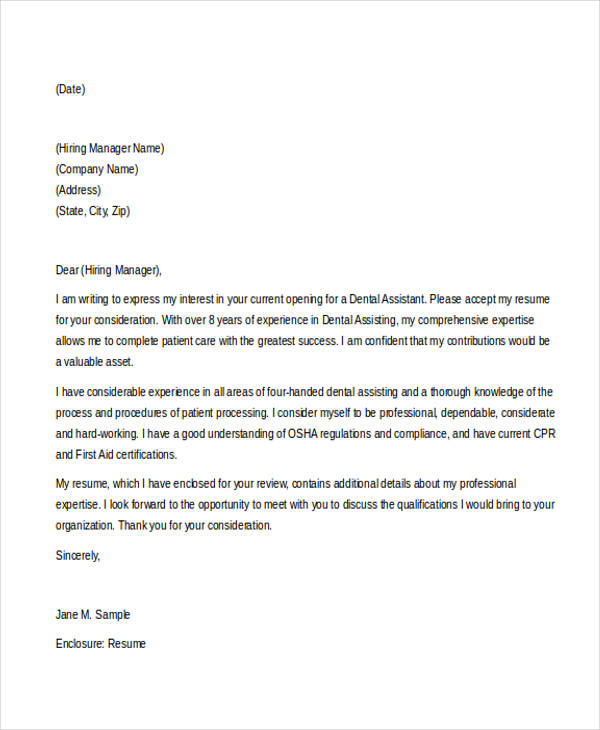 Download Dental Assistant Cover Letter Free Samples Examples 