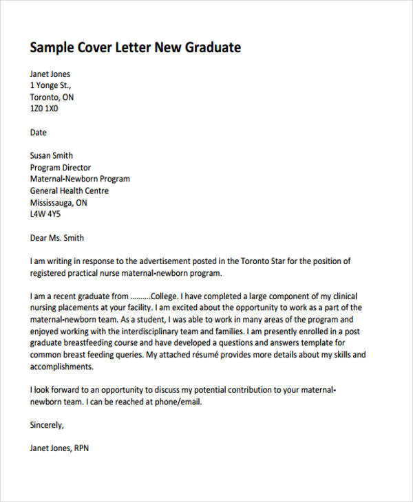 Fresh Graduate General Application Letter For Any Position Alena Copeland