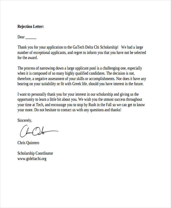37+ Rejection Letter Sample
