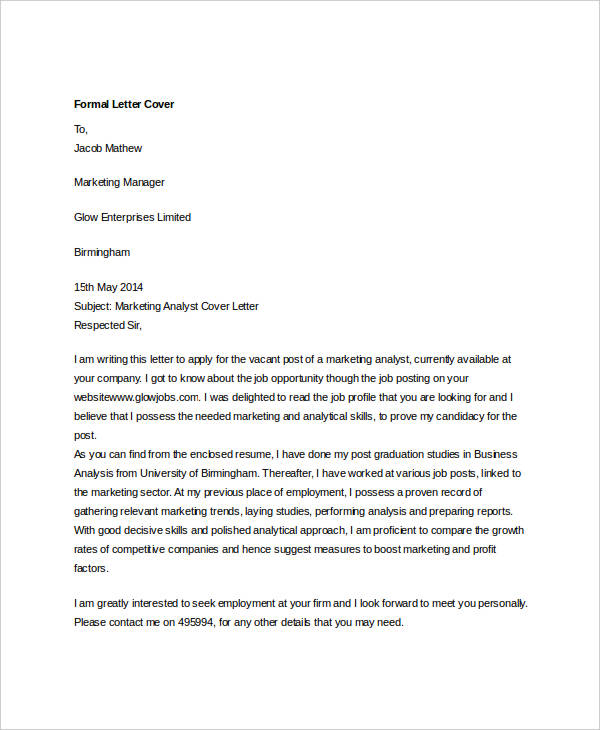 36+ Cover Letter Template in Word