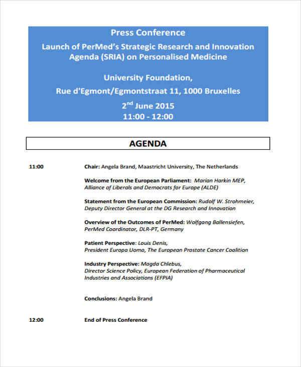 11+ Conference Agenda Format Templates - Free Sample, Example Format ...