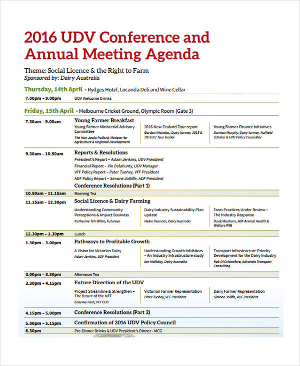 11+ Conference Agenda Format Templates - Free Sample, Example Format ...