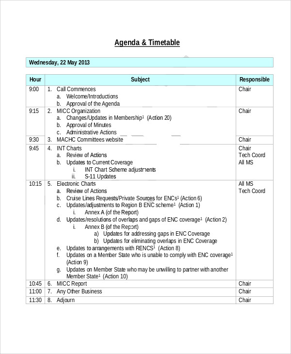 6+ Sample Action Agenda - Free Sample, Example Format Download