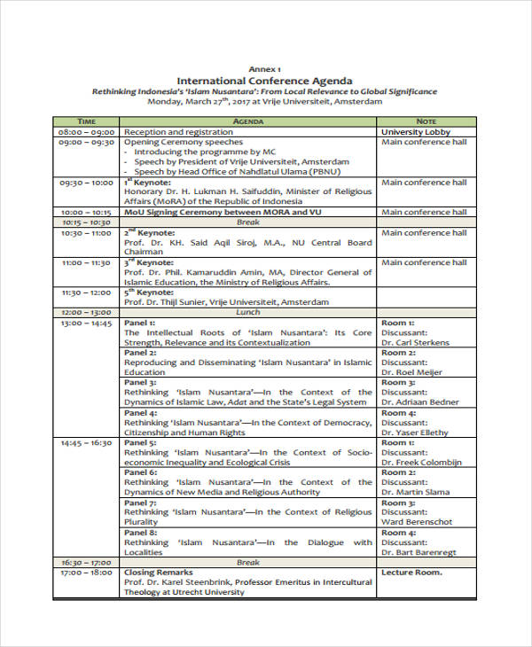 11+ Conference Agenda Format Templates - Free Sample, Example Format ...