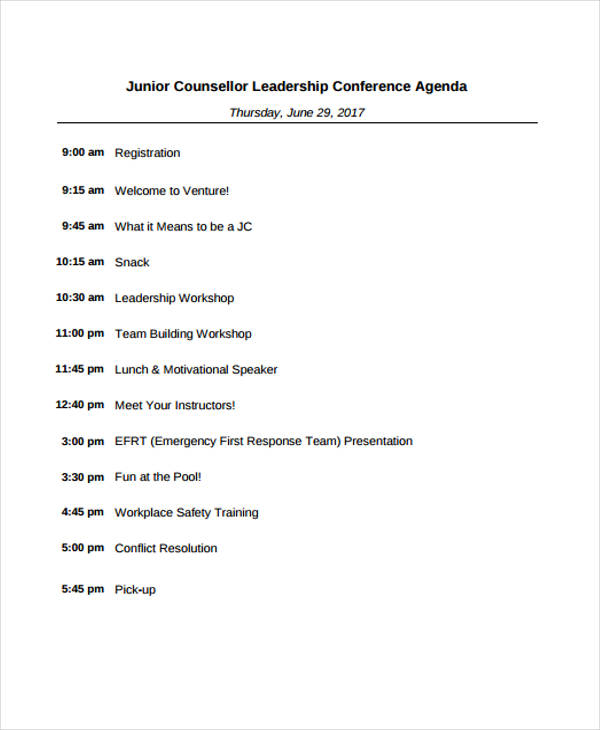 11+ Conference Agenda Format Templates - Free Sample, Example Format ...