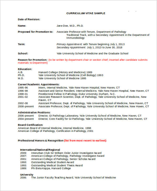 28+ Academic Curriculum Vitae Templates - PDF, DOC