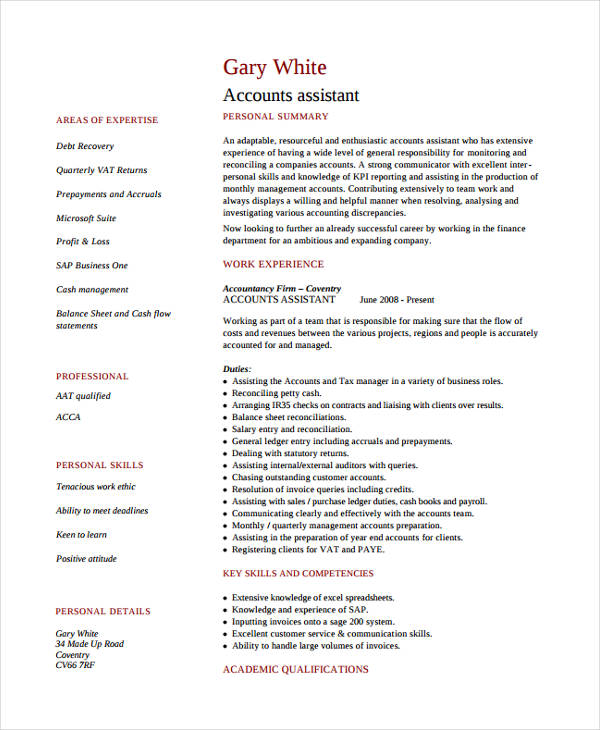 10+ Accounting Curriculum Vitae Templates - PDF. DOC