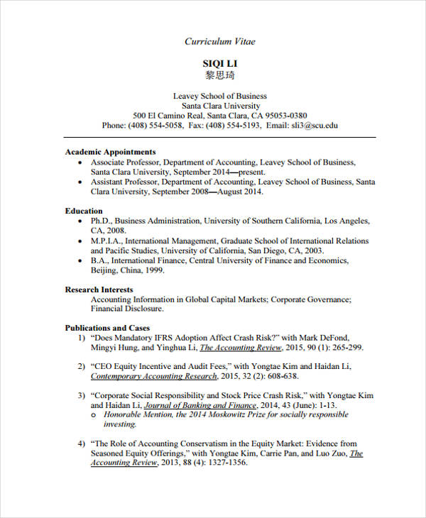 10+ Accounting Curriculum Vitae Templates - PDF. DOC