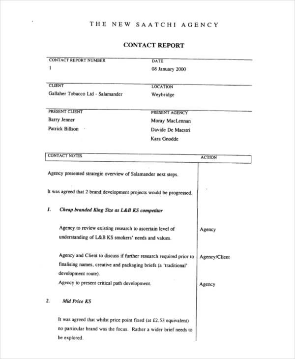 11+ Contact Report Templates - Sample, Example Format Download